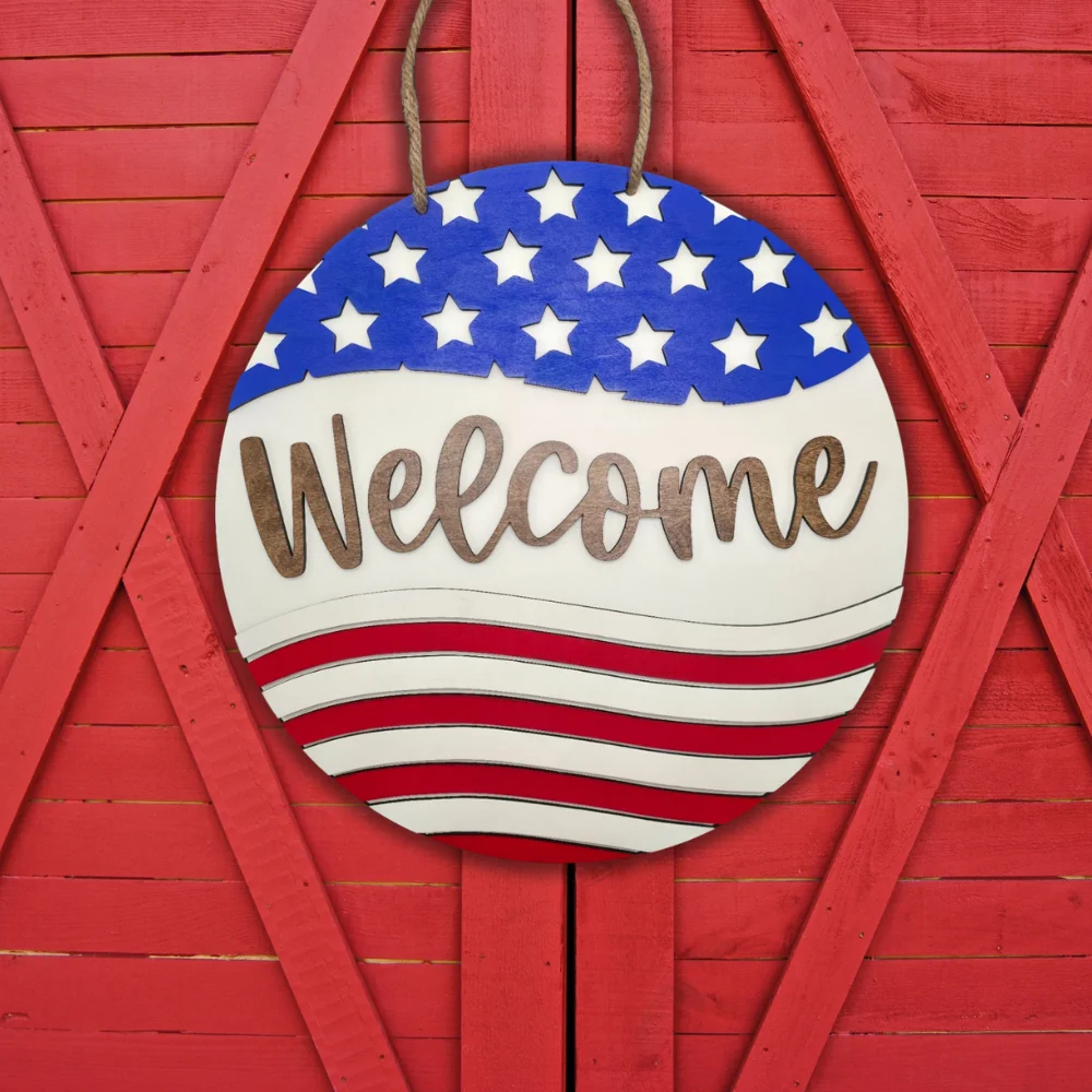 Thornhill Woodcraft - 18" Patriotic Front Door Sign